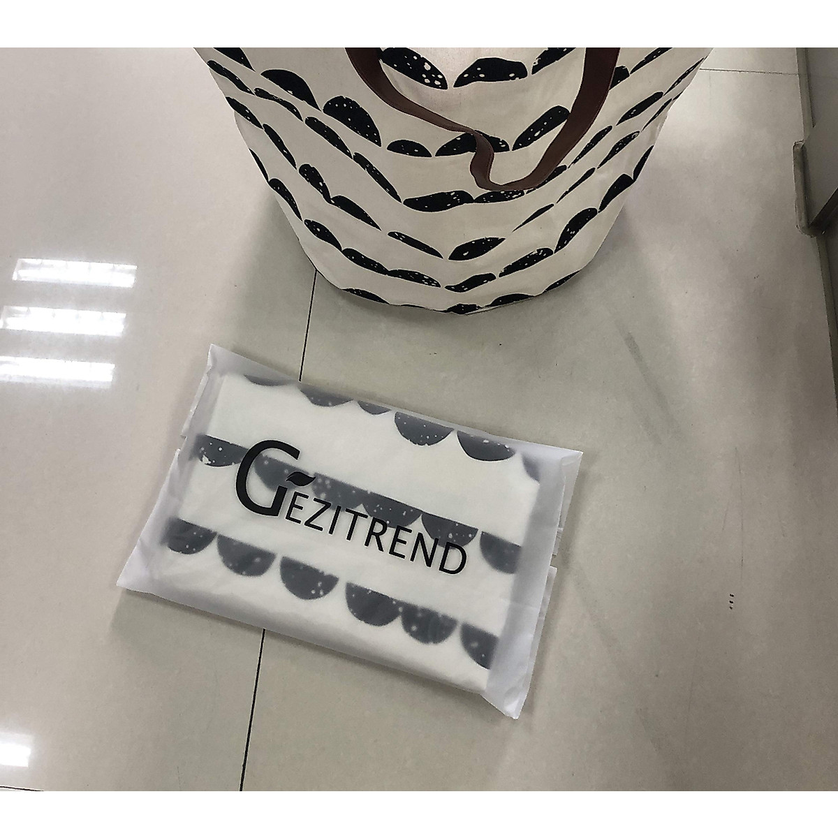 N / A Gezitrend 19" Waterproof Laundry Hamper -(8 Colors) with Durable Leather Handle, Laundry Basket, Canvas Organizer Basket,Toy Bins, Gift Baskets, Baby Hamper, Shopping Bag (Black pin Stripe)