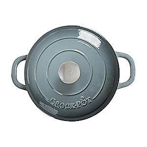 Crock Pot Artisan 5 Quart Enameled Cast Iron Round Dutch Oven, Slate Gray