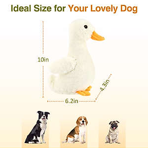Pawaboo Squeak Plush Duck Dog Toy, Large 12'' Super Soft Plush Stuffed Duck-Shaped Pet Toys, Crinkle Paper Rattle Pet Biting Training Chew Toys Non-Toxic Plush Doll for Pet Dogs, Light Yellow/Orange