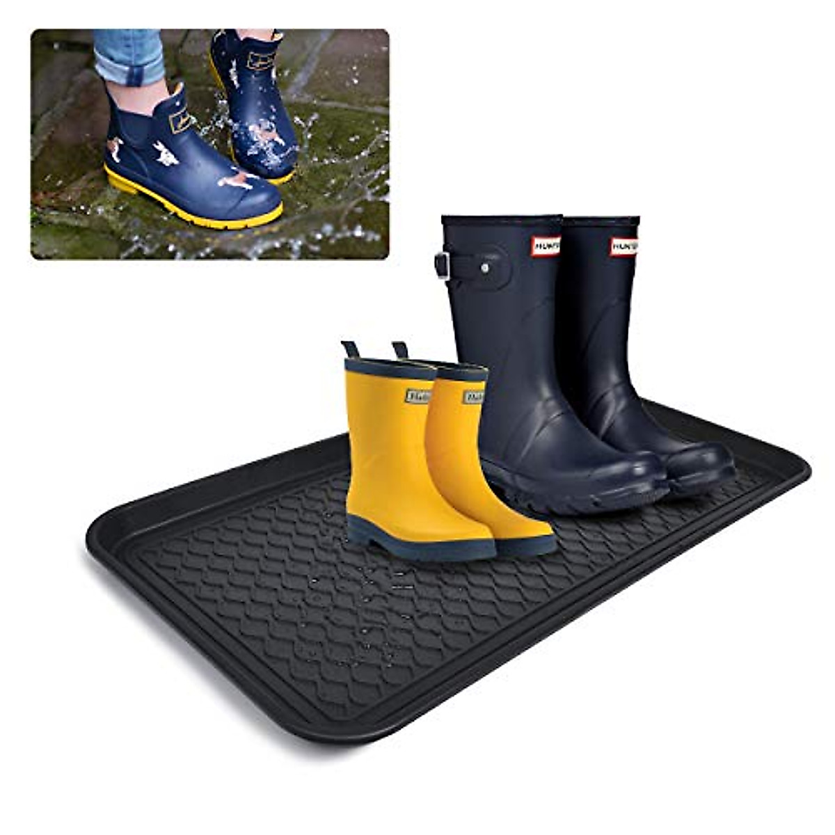 CHAIRLIN 2 Packs Waterproof Large Shoe Tray, All Purpose in Door and Out Door Boot Mat for Entryway Pet Food Tray Floor Protection Durable Shoe Organizer 30" x 15" x 1.2"
