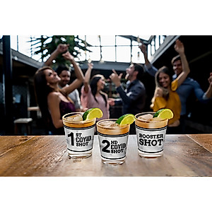Garybank 1st & 2nd & Booster Covid Shot Glass Set, Cute Funny Quarantine Gifts, Fun Shot Glasses Gifts for Mother's Day, Mom, Dad, Nurse, Men, Christmas/Thanksgiving/Graduation/Valentine's Day