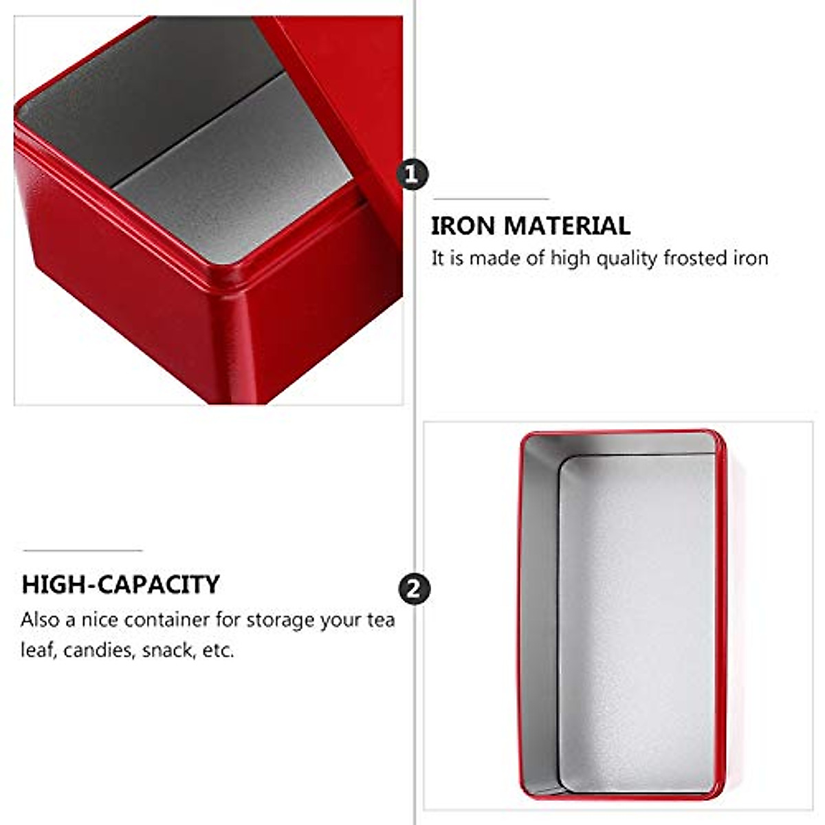Hemoton 2pcs Metal Rectangular Empty Hinged Tins Box Containers Empty Tin Storage Container for Treats Candy Gifts Favors Red+ Black