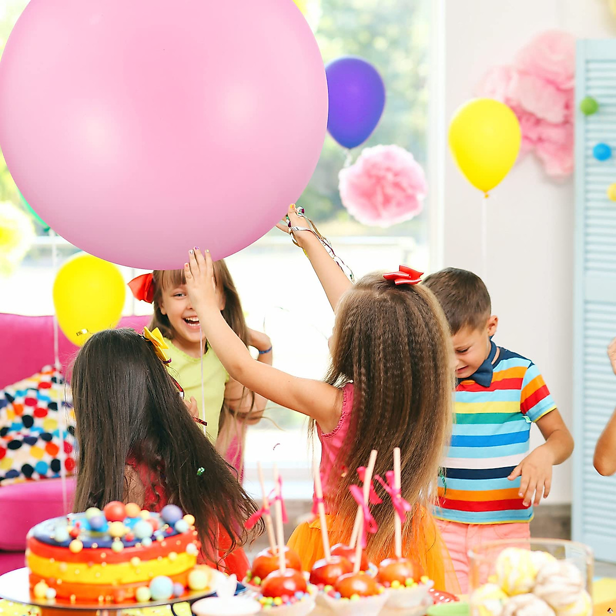 Charnoel 18 Pack 24 Inch Balloons Large Latex Balloons 36 Inch 18 Inch Giant Round Balloons Big Macaron Balloons for Wedding Birthday Party Baby Shower Decorations(Pink)