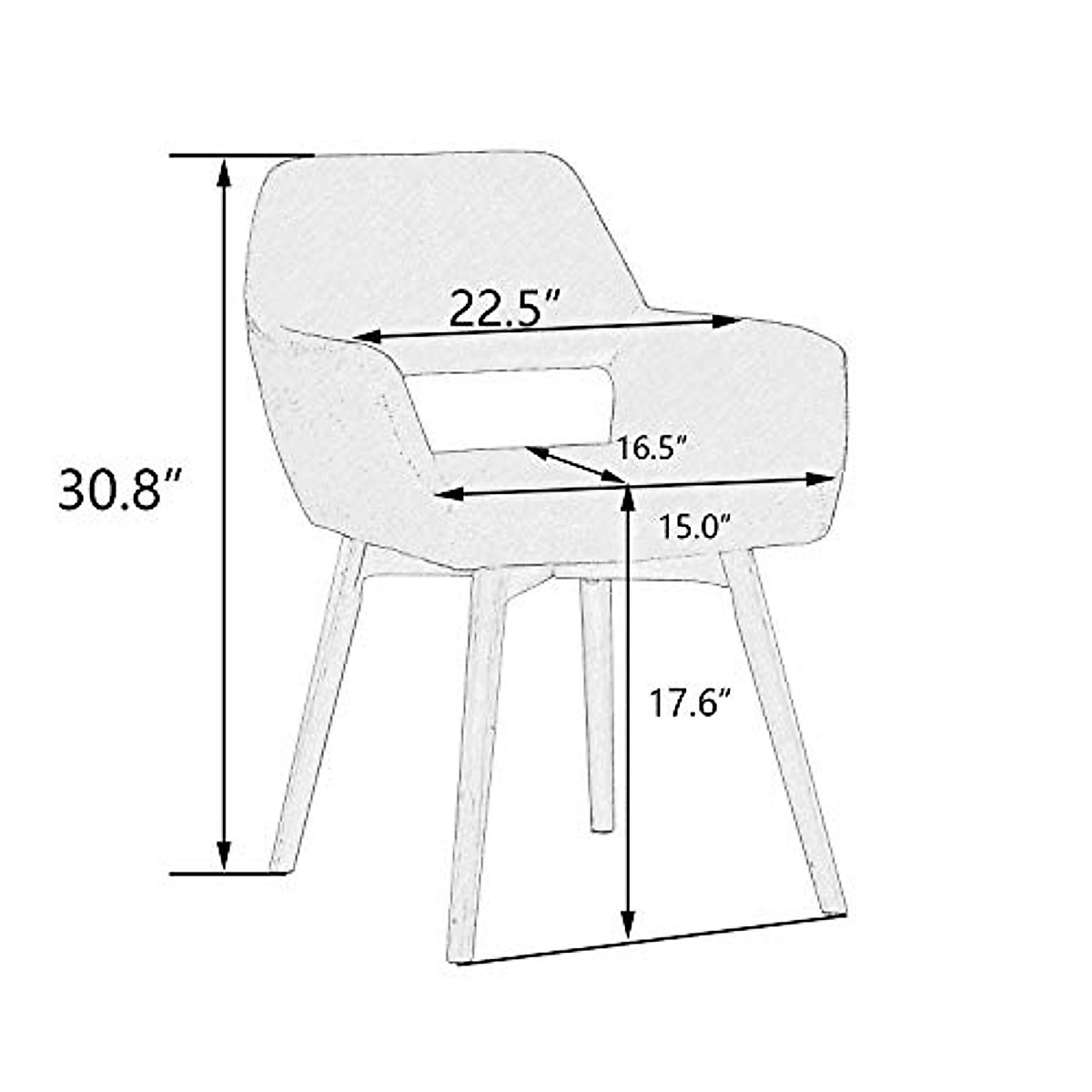 Aaron Living Dining Chairs Set of 2 Fabric Modern Dining Room Chairs Living Room Chairs with Solid Wood Leg (Gray, Set of 2)