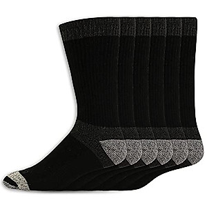 Genuine Dickies Men's Dri-Tech MAX CUSHION Crew Performance Work Socks (Black) (Shoe Size: 6-12)