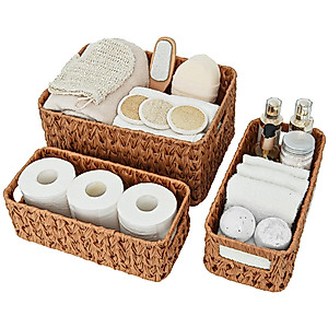 GRANNY SAYS Bundle of 3-Pack Waterproof Wicker Baskets Storage & 3-Pack Wicker Storage Baskets