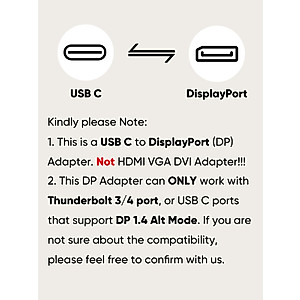 CableCreation USB C to DisplayPort 8K Adapter, 40G Type C to Display Port,USB-C to DP 1.4 [8K@60Hz, 4K@144Hz] HDR, Thunderbolt 4/3 Compatible with Valve Index, MacBook, iPhone 15, XPS, Oculus Rift S