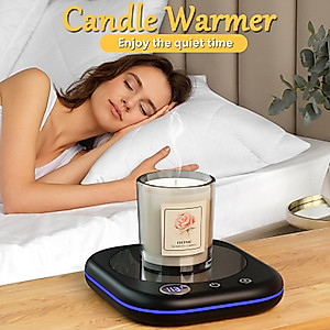 Mug Warmer Upgraded,Coffee Mug Warmer for Desk LEDs Light 3 Temp Settings (45-75℃) 1-12H Timer 4 H Auto Shut Off Beverage Cup Candle Warmer for Coffee Tea Milk(Black)