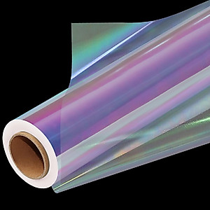 66 ft x 34 in Extra Wide Iridescent Cellophane Wrap Roll, Iridescent Film Cellophane Wrapping Paper Rainbow Colored Cellophane Wrap for Gift Baskets, Treats, Gifts, Flower, Crafts, Holiday, Christmas Decoration