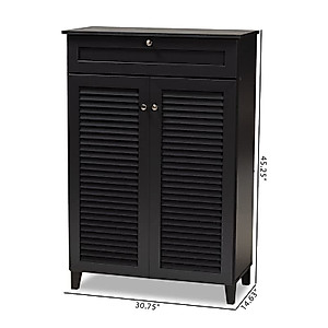 Baxton Studio Coolidge Wood 5-Shelf and Drawer Shoe Cabinet in Dark Gray
