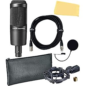 Audio-Technica AT2035 Cardioid Condenser Microphone Bundle with Pop Filter, XLR Cable, and Austin Bazaar Polishing Cloth