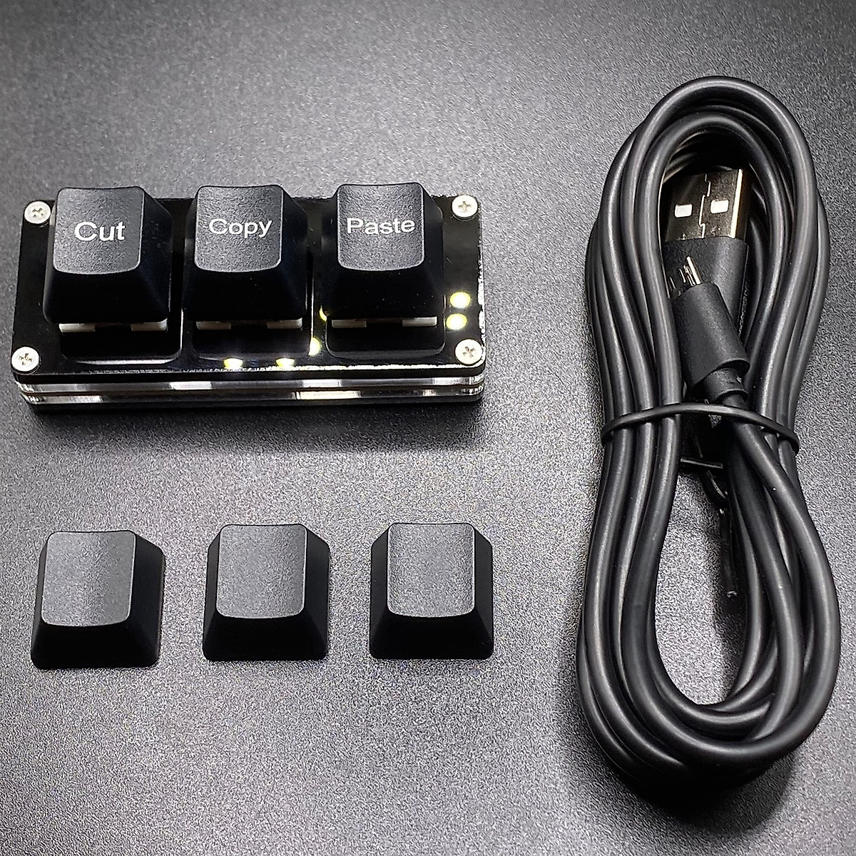 BTXETUEL Mini 3-Key Cut Copy Paste Keyboard Ctrl X C V Shortcut One Handed Keyboard RGB Macro Pad Gaming Mechanical Keyboard OSU Keypad Programmable Keyboard for Working and Gaming. (Black)