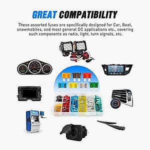 Nilight - 50016R 120 pcs Standard Fuse Assortment kit – 5, 7.5, 10, 15, 20, 25, 30 AMP – Regular APR/ATO (Open)/ATC Blade Fuses for Cars, Trucks, Boats,Automotives,2 Years Warranty