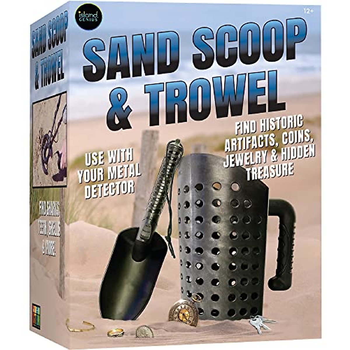 Island Genius Sand Scoop and Shovel Digging Tools for Metal Detecting, Beach Shelling, Sand Sifter