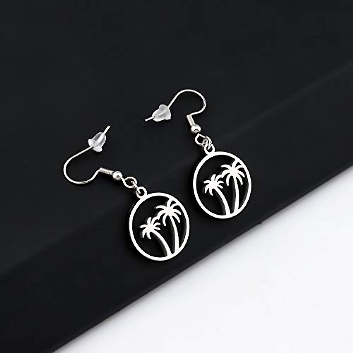 BEKECH Tropical Coconut Palm Tree Cut Out Earring Summer Beach Jewelry Holiday Bridal Beach Wedding Jewelry for Bridesmaid