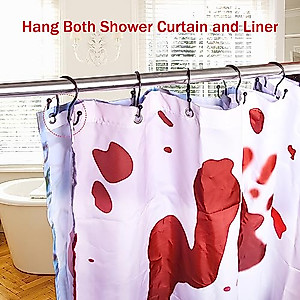 Double Shower Curtain Rings, Double Sided Shower Curtain Hooks Rust Proof for Shower Curtain, Durable Bathroom Shower Hangers Rings for Shower Rods Curtain Bathroom (Brushed Black)