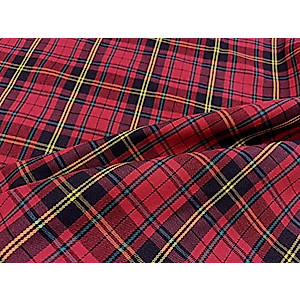 AMORNPHAN 60 Inch Plaid Scottish Traditional Pattern Tartan Motif Printed 100% Woven Cotton Fabric for Clothing Tablecloth Decorative Sewing Arts Crafts Upholstery and Home Accents for 1 Yard (Red)