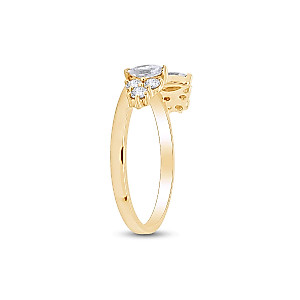 AFFY 0.86 Carat Marquise & Round White Cubic Zirconia Enhancer Guard 14K Yellow Gold Over Sterling Silver Ring Size-6