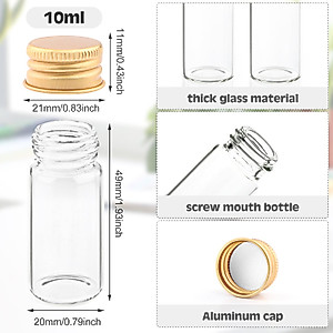 Wresty 10ml Mini Glass Jars 30 Pcs Glass Vials With Aluminum Screw Caps Empty Glass Bottles Sample Bottles Container For DIY Art Craft Decor Jewelry Storage