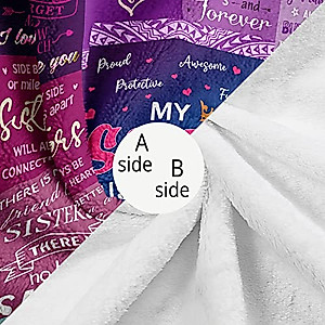 Gevuto Sisters Gifts from Sister Blankets, Graduation Gifts for Sister Throw 50" x 60", Sister Birthday Gifts from Sister, Soul Sister Gifts, Birthday Gifts for Sister, Sister Gifts to My Bestie