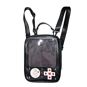 AWXZOM cute Ita Backpack Fashion Gameboy Style itabag Kawaii Backpack pin display backpack ita bag backpack cute backpack (black)