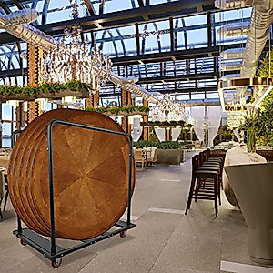 IHAYNER Table Cart Folding Cart Rack for 60" Round Heavy Duty Desk Trolley Black Push Cart with Mute Wheel 10 Table Capacity fits for Hotel and Conference Center Use