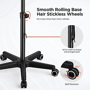 TASALON Ultimate Salon Tray on Wheels,Tray Cart with 2 Magnetic Bowls Irony Tattoo Table Station Rolling Tray with Hair Stickless Wheels,Chemical-Resistant Hair Stylist Instrument Tray,Tray for Dyson