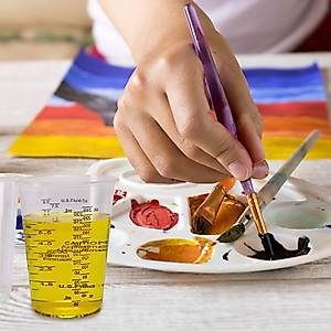 80pcs 8oz Disposable Epoxy Resin Mixing Cups, Clear Plastic Disposable Measuring Cups for Mixing Paint, Pigments, Epoxy Resins, Mixing Cups for Baking（80 Stirring Sticks Included）