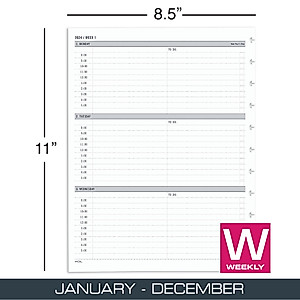 2024 TUL® Discbound Weekly Planner Refill Pages, Hourly Appointment Times, Letter Size, January to December