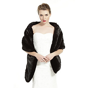 BEAUTELICATE Women's Faux Fur Shawl Stoles Wrap for Bridal/Wedding/Party