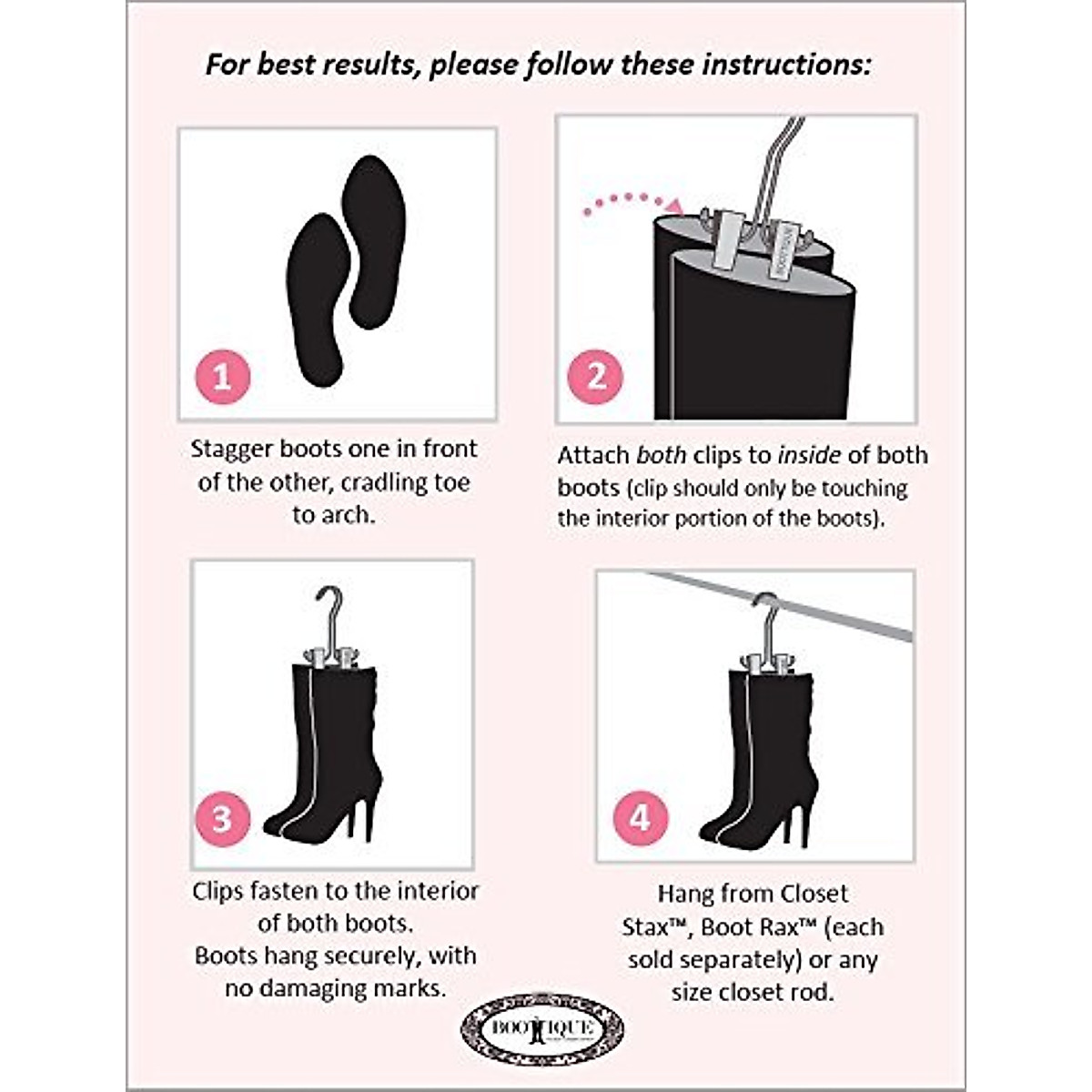 The Boot Hanger in Black - Shoe Storage Space Saver (Set of 3); Boot Hanger, Boot Holder, Boot Clips (Black)