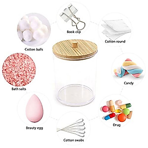 Cotton Pad Dispenser Square Automatic Cotton Pad Holder Wall Mount Cotton Pad Dispenser with 2 Clear Jar Bathroom Canister for Qtip Cotton Ball Apothecary Swab Vanity Cosmetic Storage and Organizer