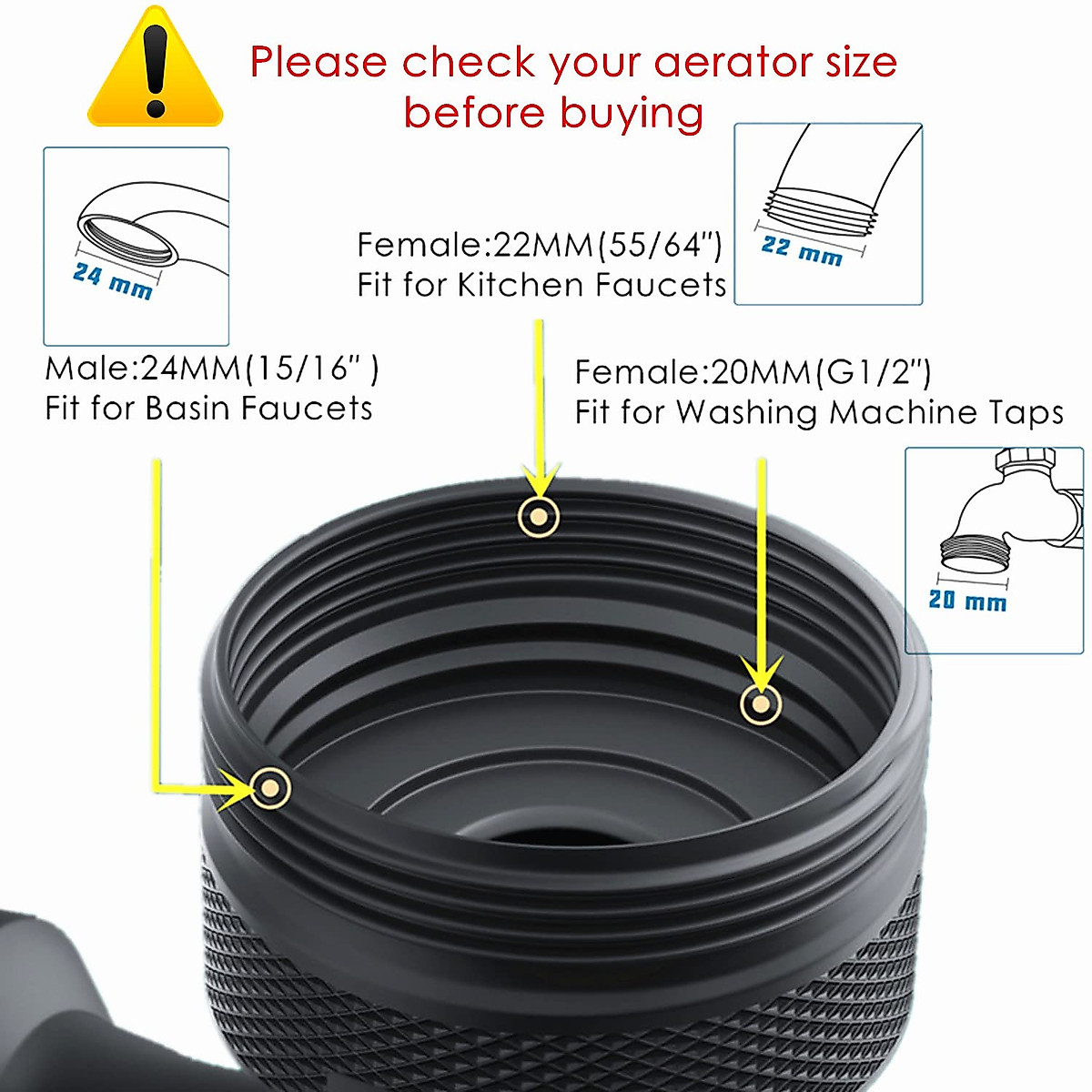 ROLYA 1080° Swivel Faucet Extender Bathroom Rotating Tap Attachment With CUPC Certification Aerator Oil Rubbed Bronze