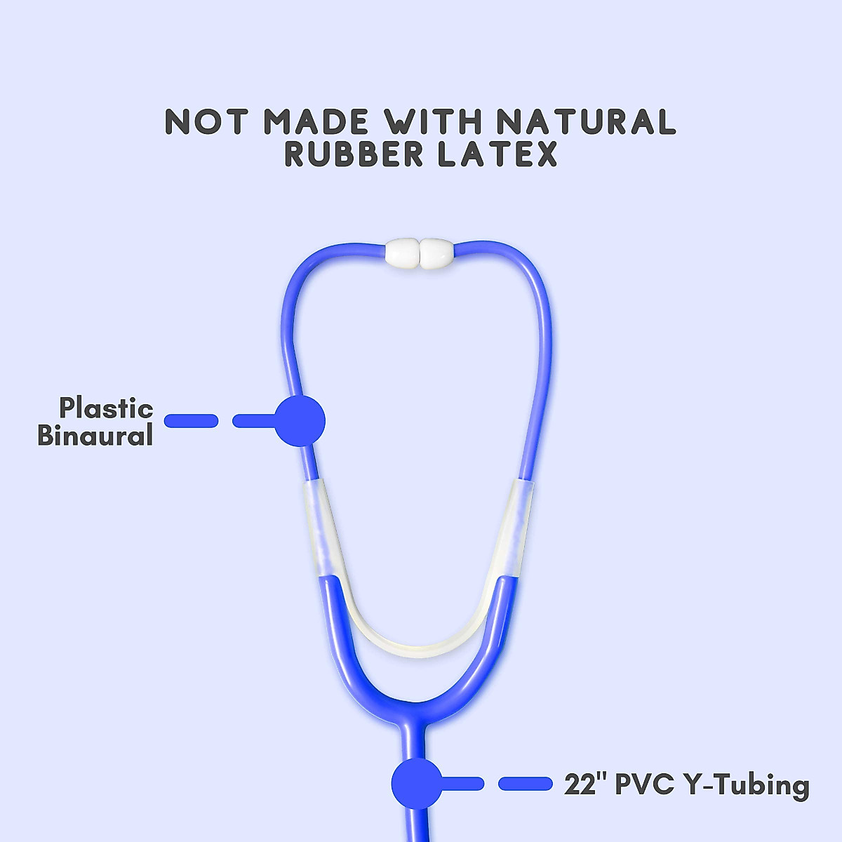 Disposable Stethoscope, Blue, 10 Pack, Single Patient Use, Plastic, 22" PVC Y-Tubing, Lightweight for Home, Education, Doctors, Nurses