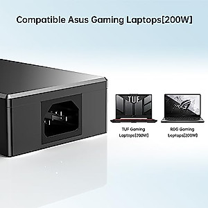 200W Charger ADP-200JB D Fit for ASUS ROG Zephyrus G15 GA503QM GA503QS GA503QR, ROG-Strix G15 G17, ASUS-TUF A15 A17 F15 F17 Gaming Laptop