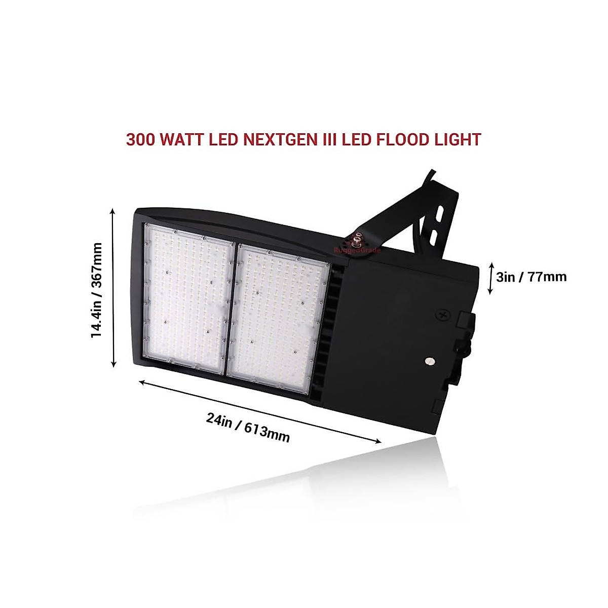 RuggedGrade 300 Watt - NextGen IV Series LED Flood Light - 45,000 Lumen - 5000K - Flood Mount - Black