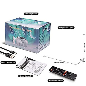 Aurora Galaxy Projector Light, Star Projector with Music Speaker, Night Light Projector with Moon, Northern Lights Projector for Bedroom, Gaming Room, Home Theater, Ceiling