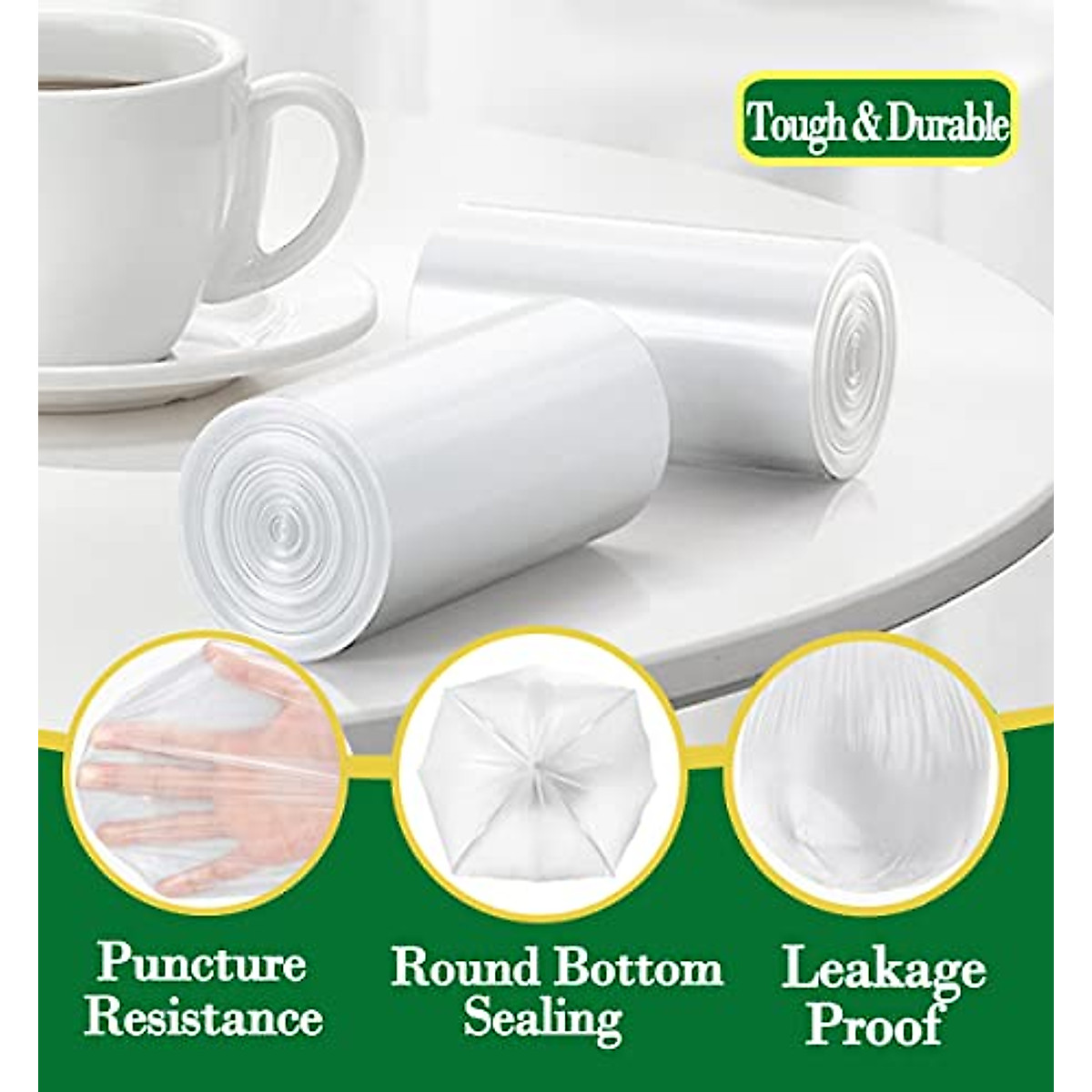 Hommaly 1.2 Gallon 240 pcs Small Clear Trash Bags, Strong Garbage Bags, Bathroom Trash Can Bin Liners Unscented, Mini Plastic Bags for Office, Waste Basket Liner, Fit 3,4.5,6 Liters, 0.5,0.8,1,1.2 Gal