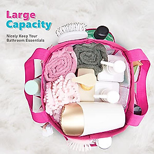 Mesh Shower Bag for Dorm Room - 9” x 9” x 9.5” Toiletry Shower Caddy for Women Students Tie Dyed Pattern Shower Tote Large Capacity Portable with 8 Pocket for Gym College Bathroom Beach Essentials