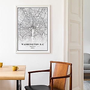 Dear Mapper Washington DC United States View Abstract Road Modern Map Art Minimalist Painting Black and White Canvas Line Art Print Poster Art Print Poster Home Decor (Set of 3 Unframed) (12x16inch)