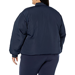 Amazon Essentials Women's Relaxed-Fit Recycled Polyester Padded Cropped Bomber Jacket (Available in Plus Size) (Previously Amazon Aware), Navy, Small
