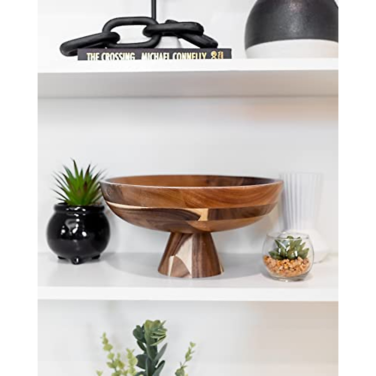 MOXY BARE Wooden Fruit Bowl for Kitchen Counter | Wood Bowl for Décor | Decorative Pedestal Bowl for Dinning Table Centerpiece | Wood Bowl for Coffee Table & Holiday Décor | Acacia Wood