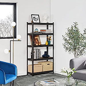 Topeakmart Storage Shelves 5 Tier Adjustable Metal Shelving Unit Utility Shelves Garage Storage Racks for Warehouse Garage Pantry Kitchen- Black, 29.5 x 12 x 60 Inch