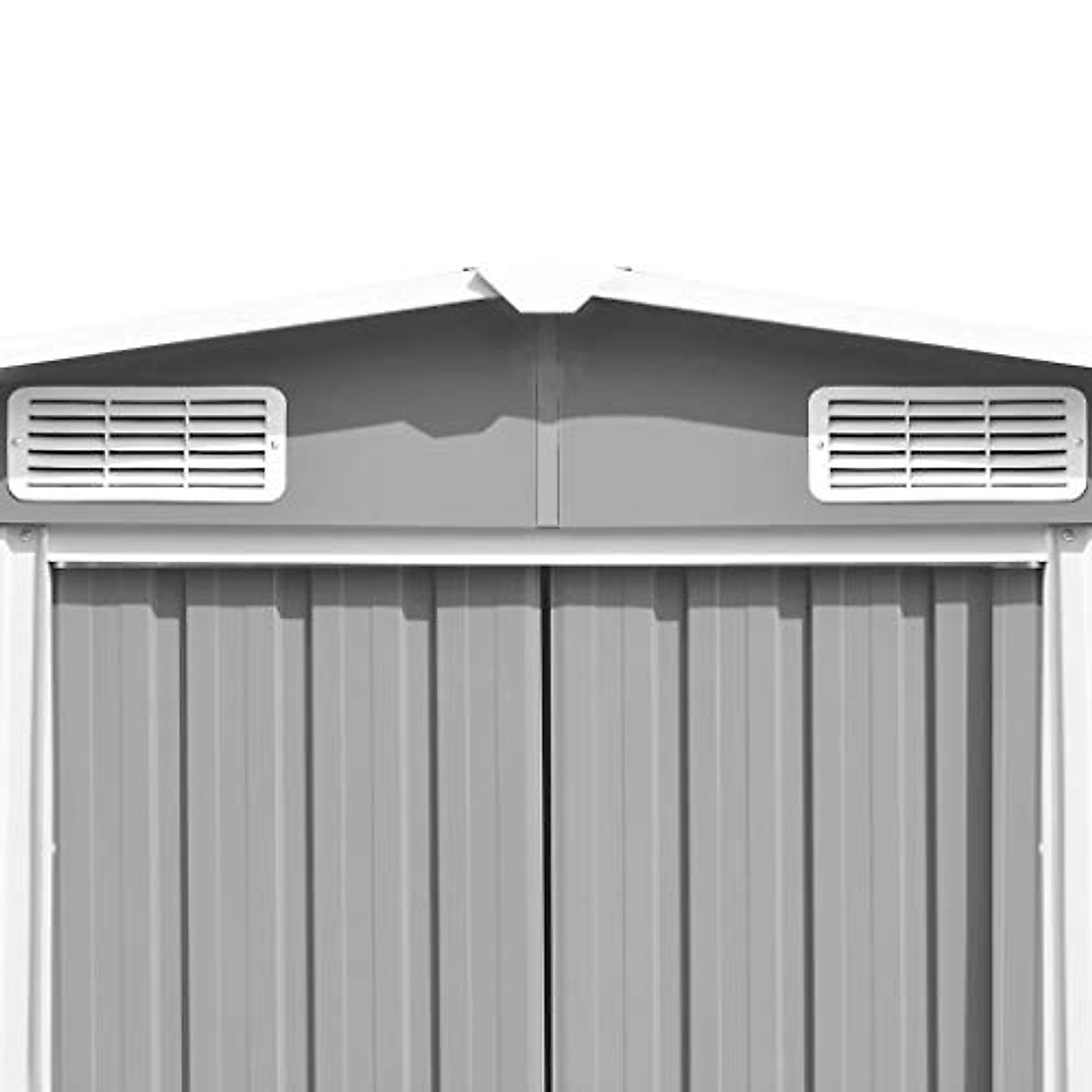 Garden Metal Storage Shed | Outdoor Tool Shed Storage Room with Vents | Storage Sheds with Door for Outside Patio Backyard Yard Lawn | Gray Galvanized Steel 101.2"x 154.3" x 71.3" by FurturHome