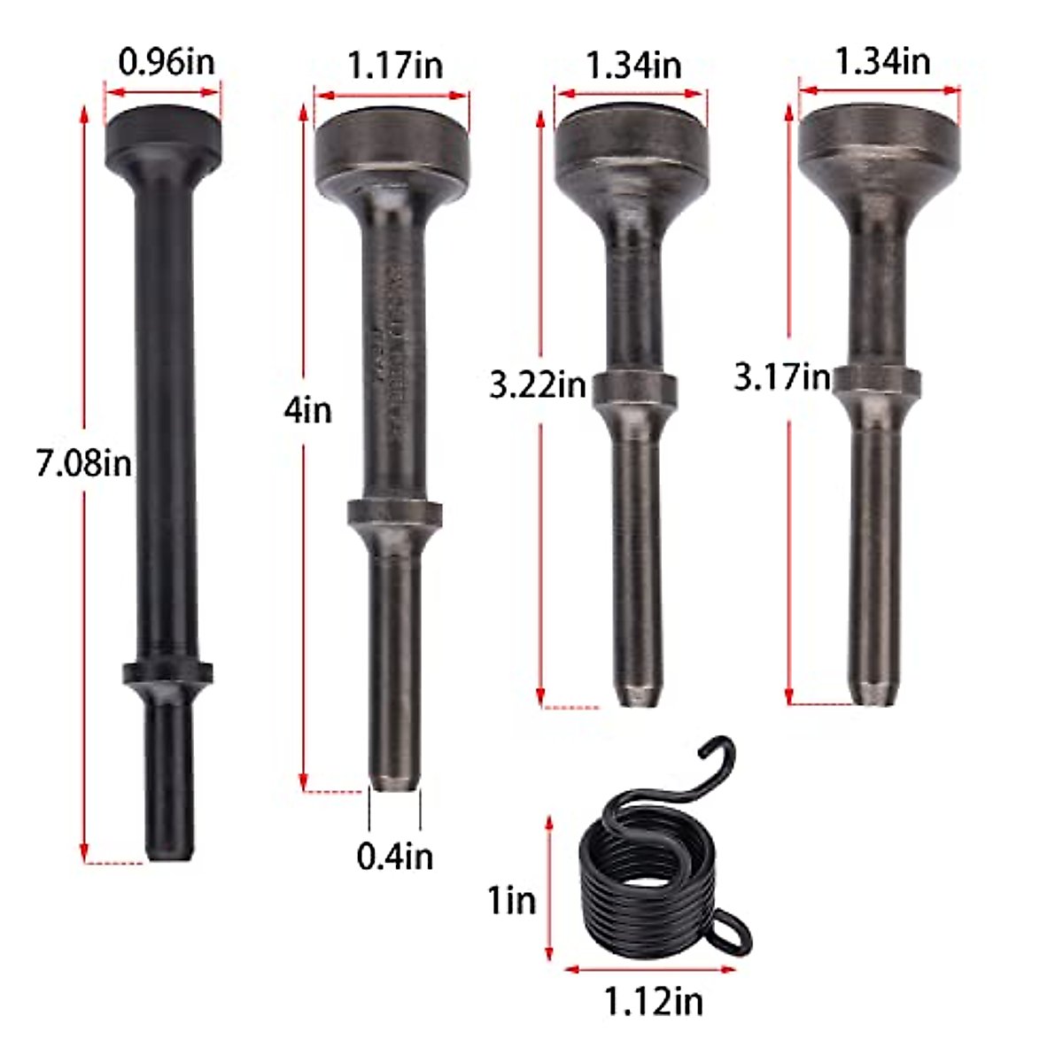 Smoothing Air Hammer Bits Set, 5Pcs Smoothing Air Hammer Tool Kit Air Hammer Accessories Extended Length Pneumatic Chisel Bits with Spring, by ZMCYNG