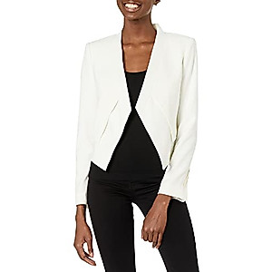 BCBGMAXAZRIA Women's Blazer with Front Button Closure and Long Sleeves, Off White, Small