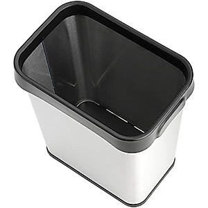 Frcctre 2.1 Gallon / 8L Open Top Stainless Steel Trash Can, Small Compact Modern Rectangular Metal Trash Can Office Wastebasket Garbage Bin for Office Bedroom Bathroom Home - 9.8"L x 6.5"W x 10.6"H