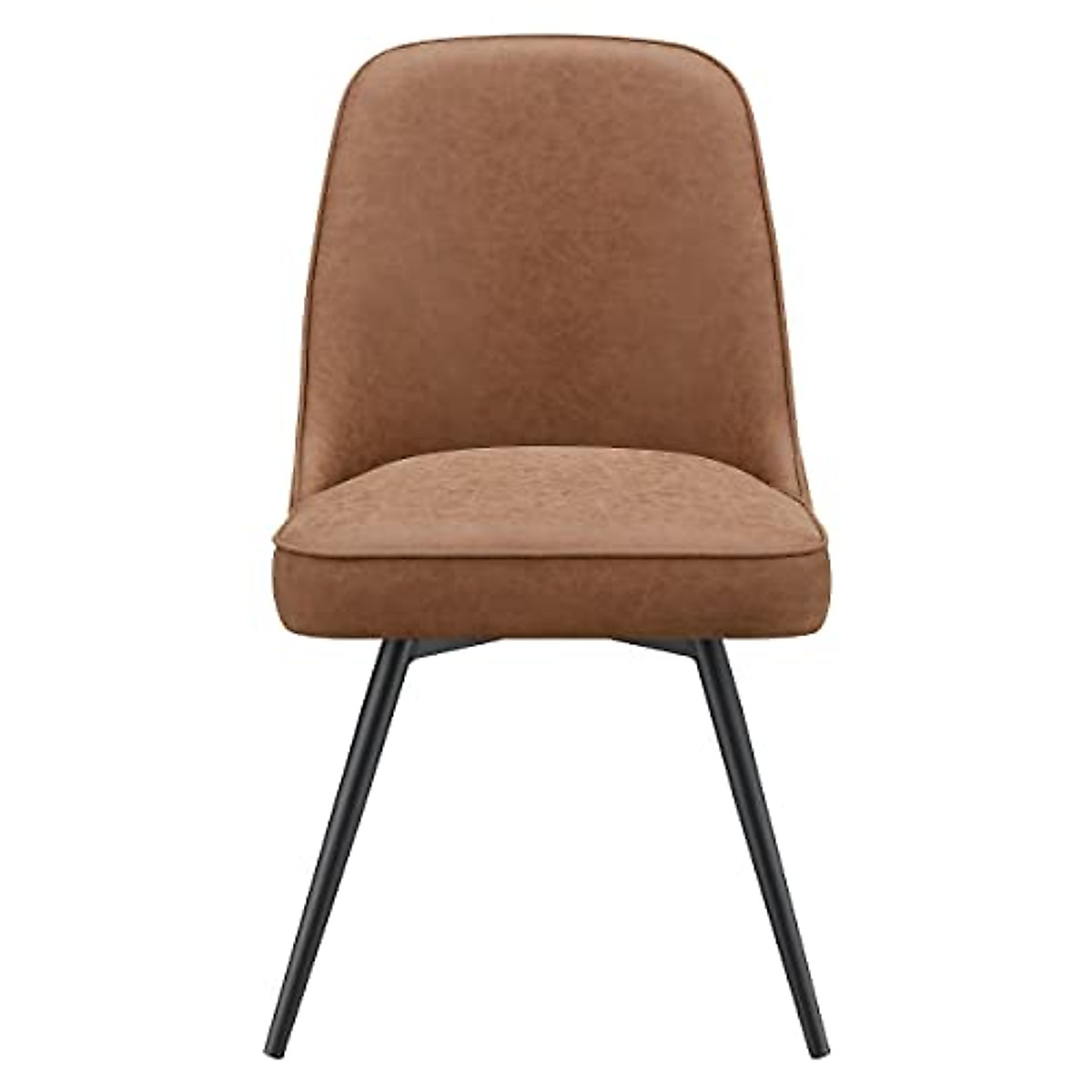 OSP Home Furnishings Penton Swivel Chair with Padded Seat and Black Legs 2-Pack for Dining or Home Office Use, Sand Brown Faux Leather