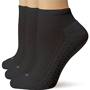 HUE womens Hue Women's Air Cushion Quarter Top Sport Socks, 3 Pair Pack Socks, Black, One Size US