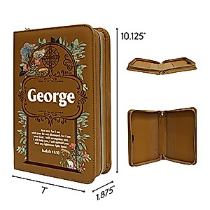 10x7 Inch Personalized Bible Cover – Create Your Own Design, Custom Bible Cover and Carrying Case with Handle – Leatherette Book Covers and Bible Case for Women - Brown (Design 5)